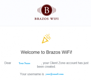 Client Zone Setup – Brazos WiFi / NET FAST
